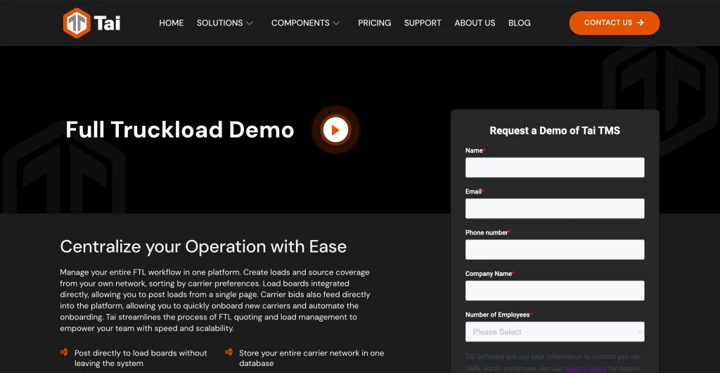 Tai TMS Full Truck Load Demo - Tai Software